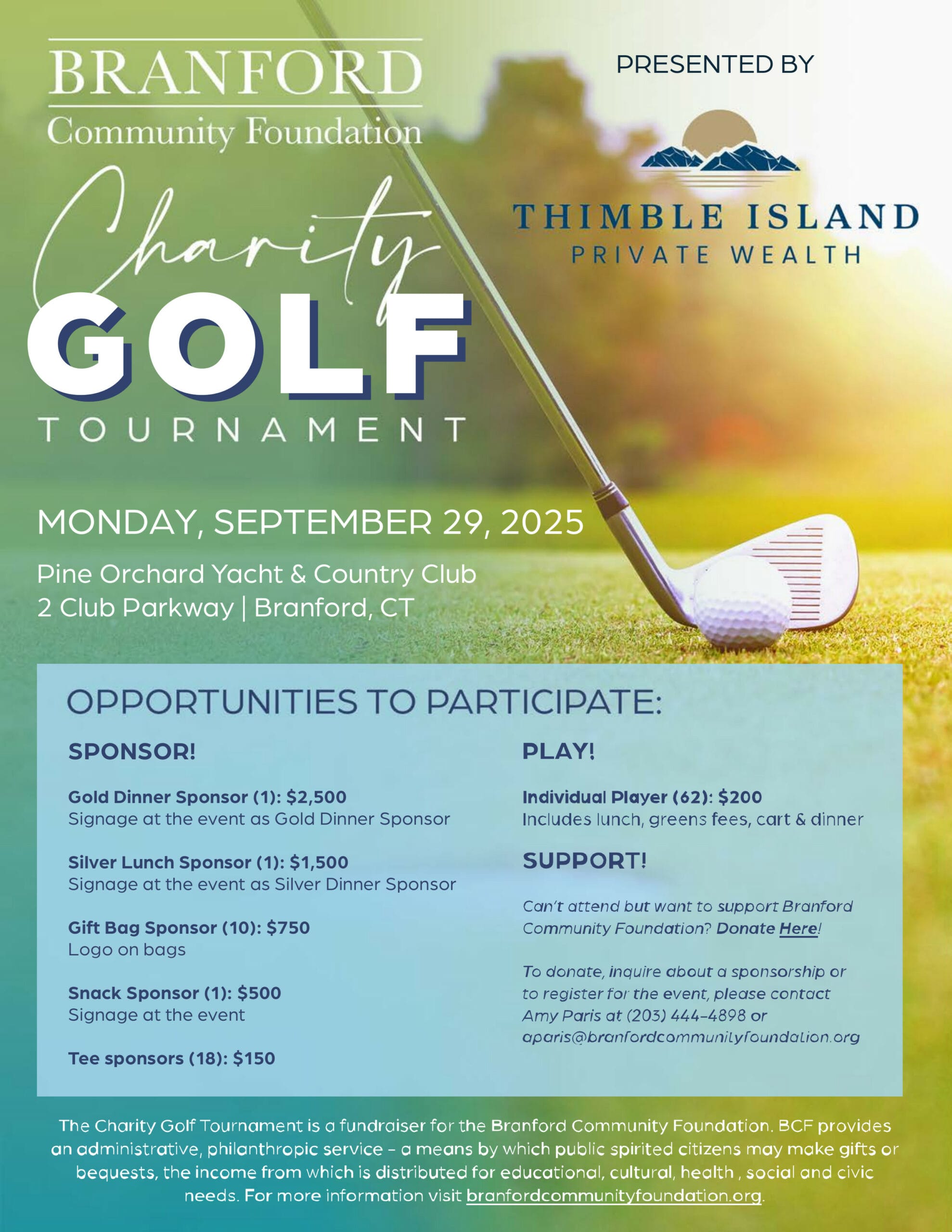 2025 BCF Charity Golf Tournament - Branford Community Foundation